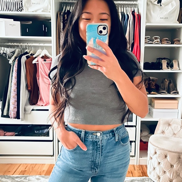 Emma & Sam | Tops | Emma Sam Grey Ribbed Crop Top | Poshmark